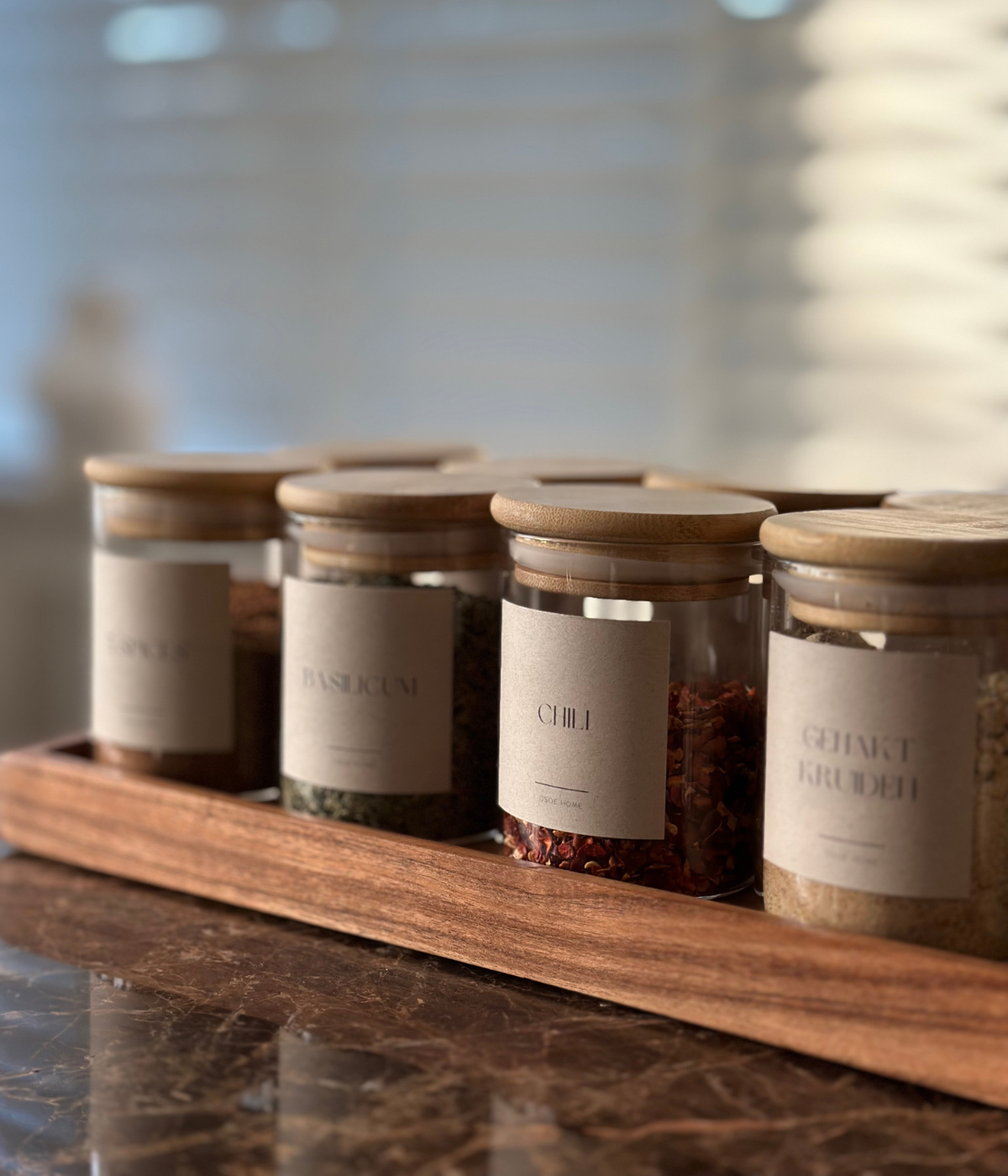 Osoe Home | Spice jars | Bamboo and acacia wood
