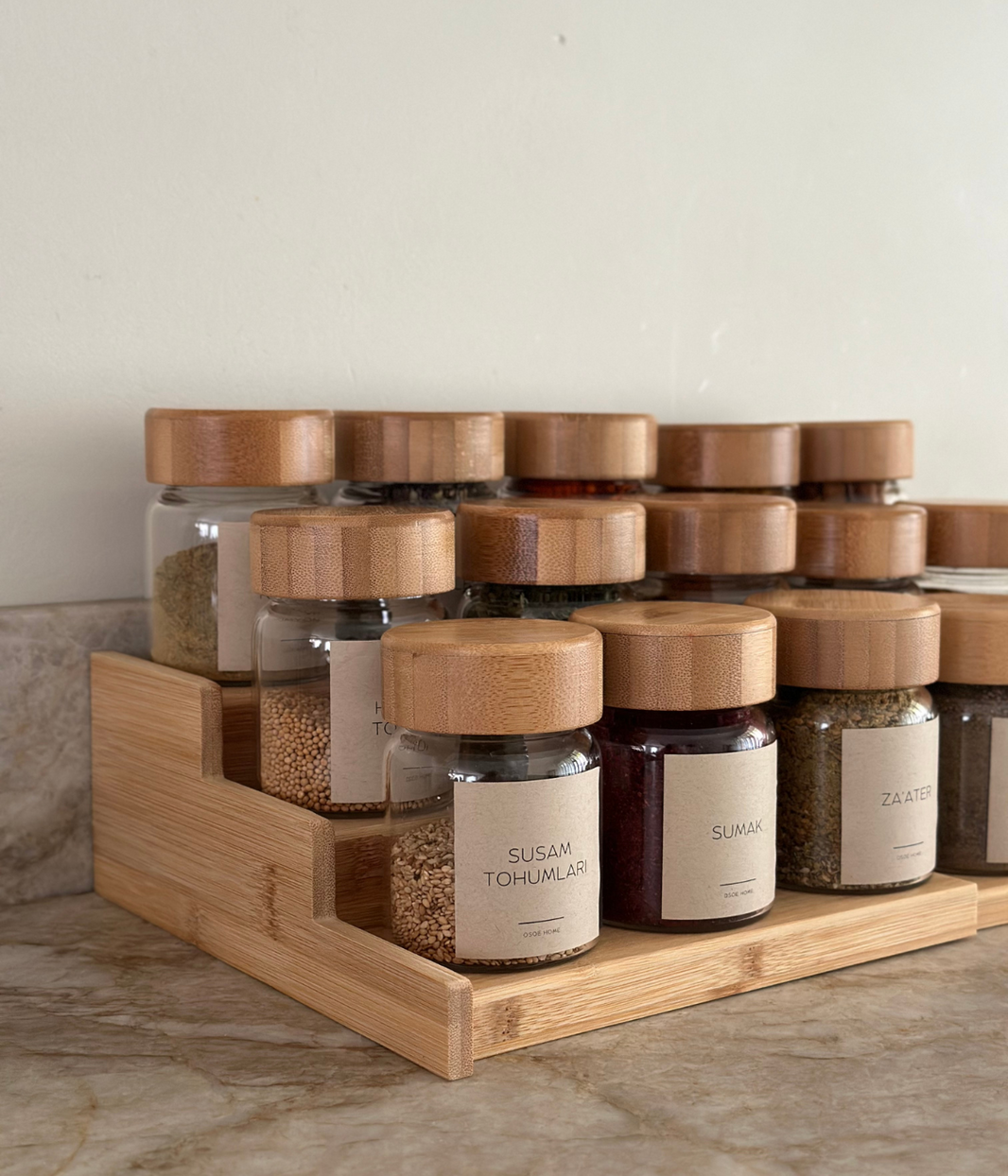 Osoe Home | Spice jars | Bamboo and acacia wood